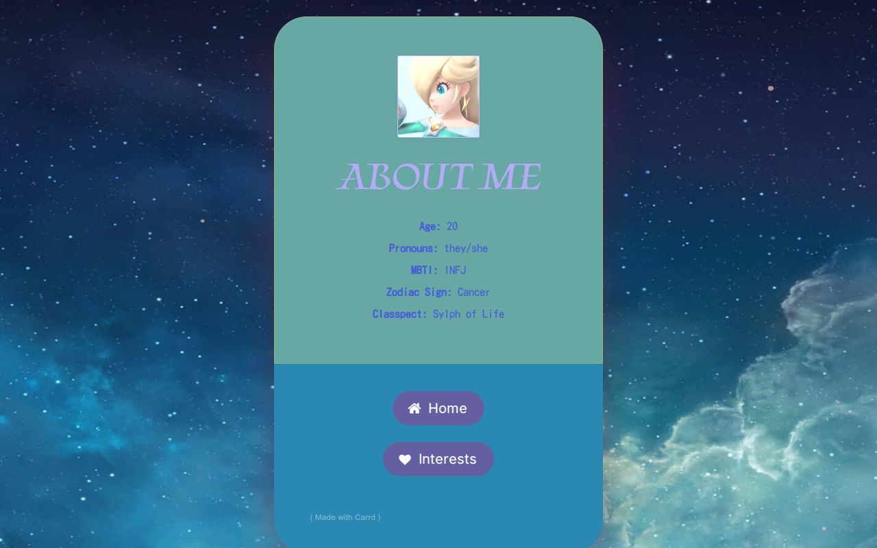 About Me page